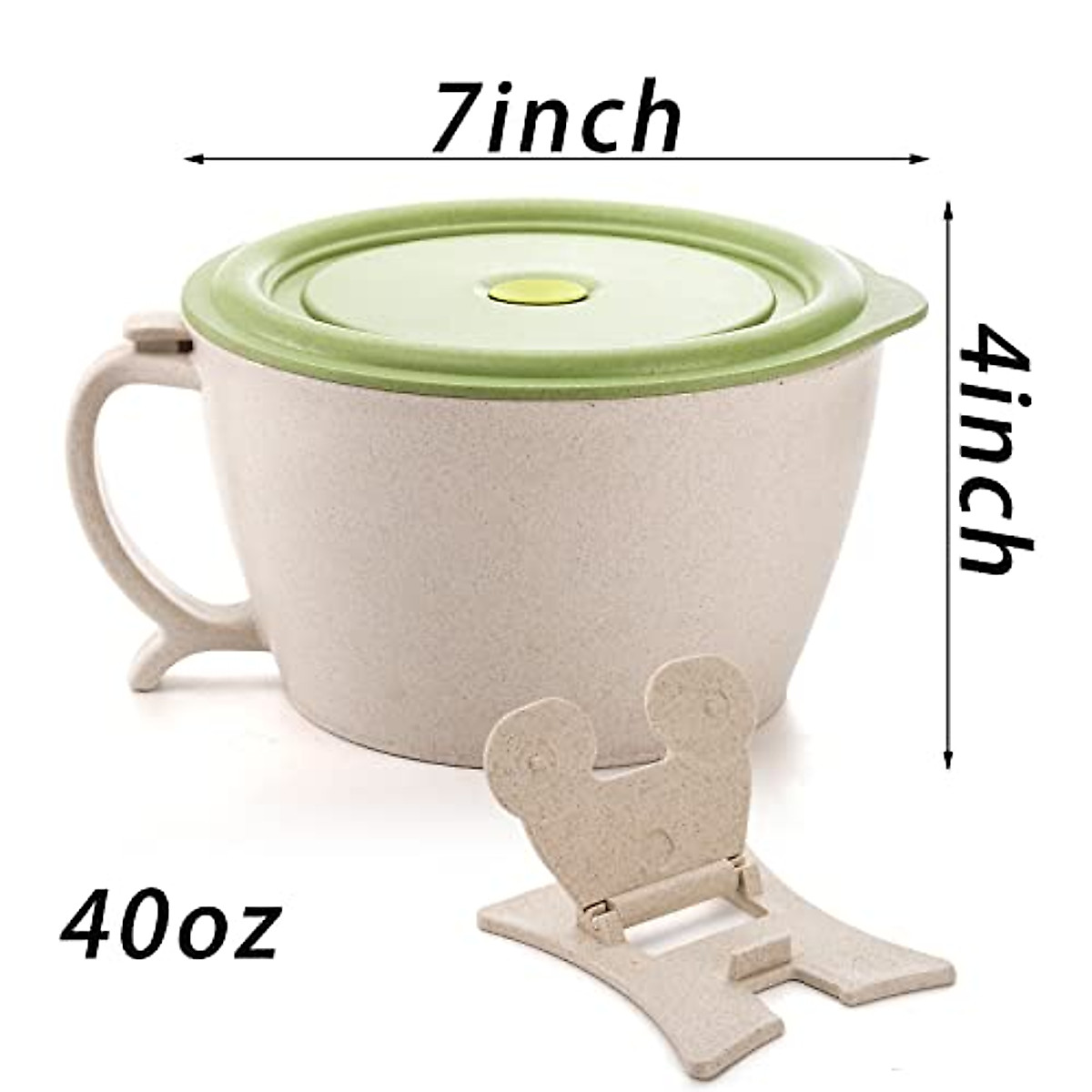 SOUJOY 2 Pack Noodle Bowl With Lid, 40 OZ Large Microwave Wheat Straw Soup Bowl with Phone Holder, Instant Noodle Bowl for Soup, Noodles, Ramen