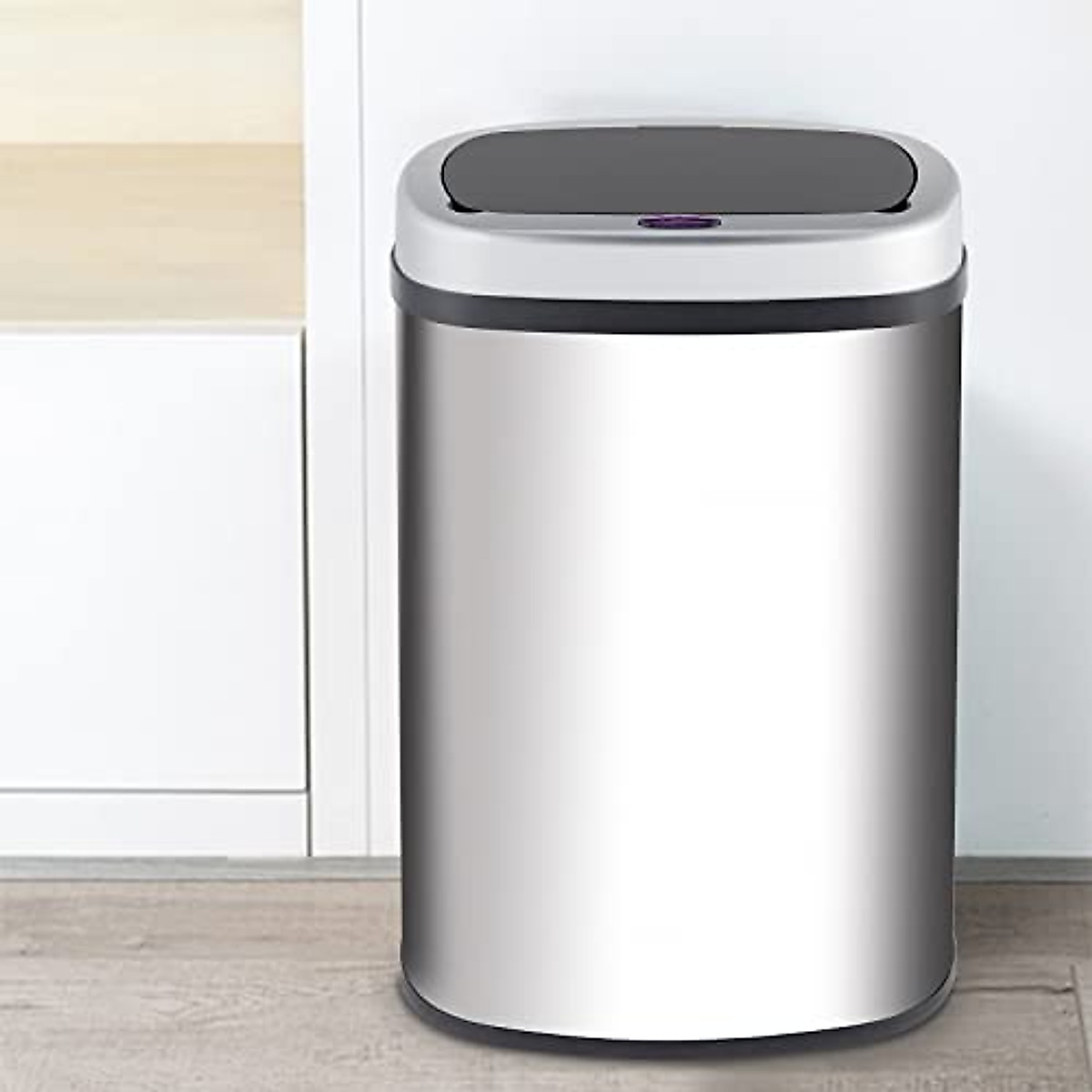 Kitchen Trash Can 13 Gallon, Stainless Steel Automatic Garbage Cans, Touchless Motion Sensor, Waterproof Waste Bin with Lid, Rubbish Bin Trashcan for Your Kitchen, Office, Bathroom, Bedroom (Silver)