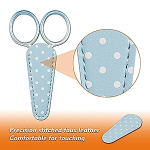 Hisuper Crafting Sewing Scissors Embroidery Scissors Small 3.6 Inch Serrated Blade Scissors with Leather Sheaths Threading Tool Scissors for Needlework Crochet Threading Tool