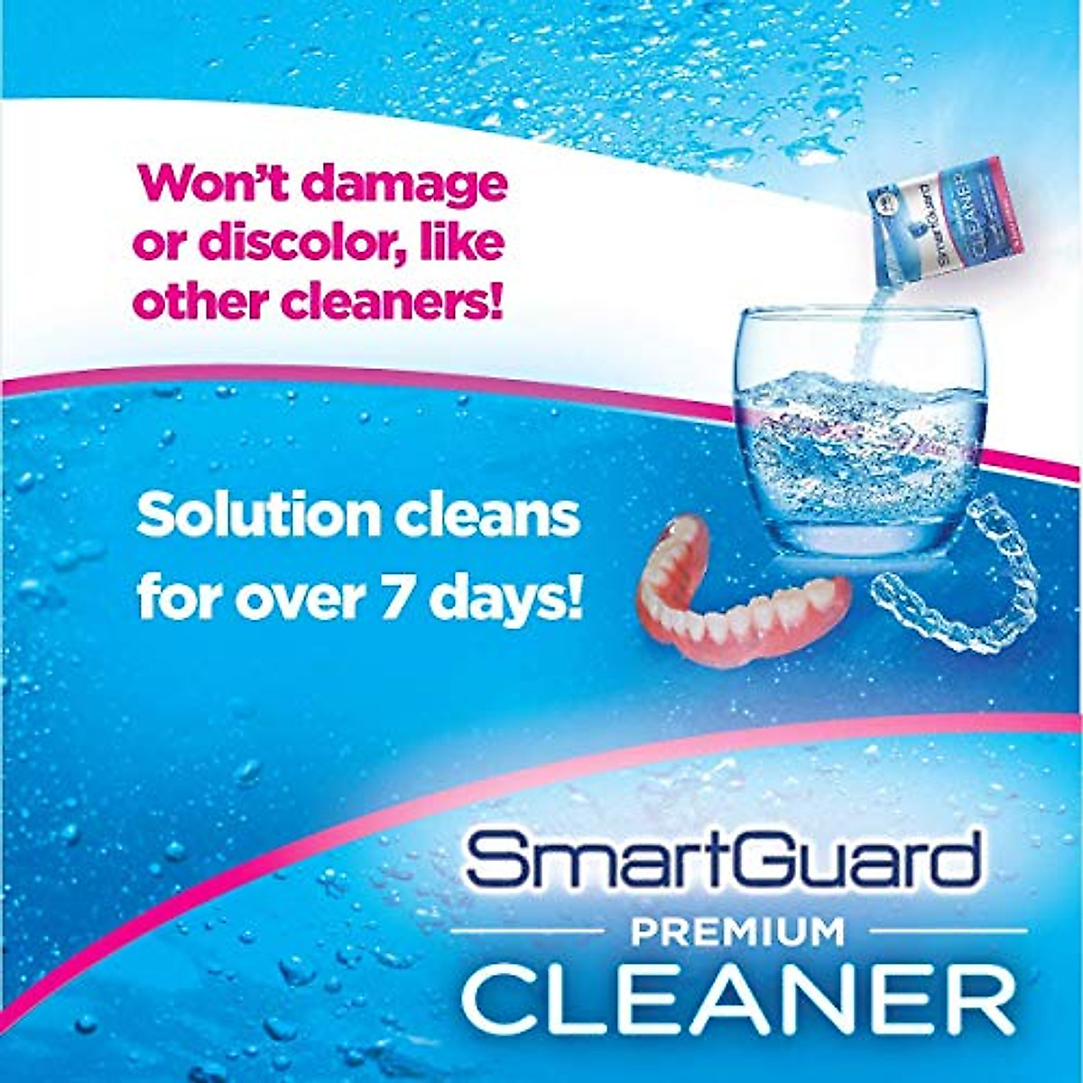 SmartGuard Premium Cleaner Crystals & Cleaning Case -(110 Cleanings)- Removes Stain, Plaque, & Bad Odor from Clear Braces, Dentures, Night Guards, Mouth Guard, & Retainers.