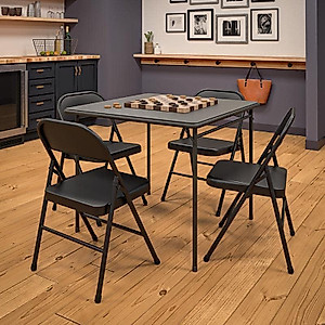 CoscoProducts COSCO Essentials All-Steel Metal Folding Chair, Full-Size, Double Braced, 4-Pack, Black