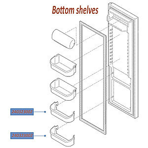 240323002 Refrigerator Door Bin Shelf Compatible with Frigidaire or Electrolux, Bottom Shelves, Clear, Replaces PS429725, AH429725, AP2115742，Single