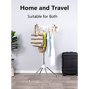 CLESUZ Portable Clothes Rack, Heavy Duty Tripod Foldable Drying Rack Fit in Carry-on Baggage for Home and Travel…