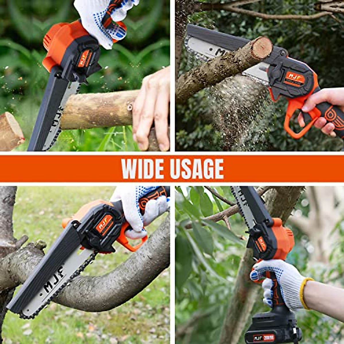 Mini Chainsaw Cordless 6-Inch with 2 Battery, One-Handed, Smooth Cutting, Portable Electric Chain Saw for Wood Cutting Tree Trimming, With Complete Chainsaw Kit, MJF