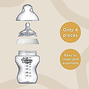 Tommee Tippee Closer to Nature Baby Bottles, Slow Flow Breast-Like Nipple with Anti-Colic Valve, 9oz, 3 Count, Midnight Skies