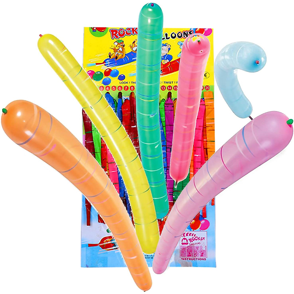 100 Pack Rocket Balloons, Flying Balloon w/Whistling Noise, Screaming Balloon Rocket to the Sky for Parties
