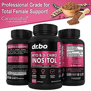 Myo-Inositol & D-Chiro Inositol Supplement Capsules - 40:1 Ratio Hormone Balance for Women with Vitamin B8 - Fertility Supplements for Women to Regulate Menstrual Cycle, Support Ovarian Health & PCOS