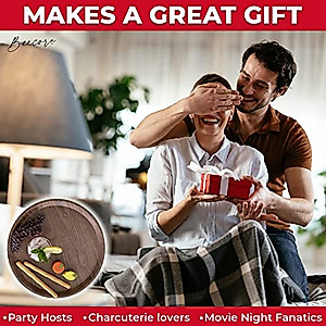 BEECORA Serving Tray Charcuterie Board -Round 15.5" Large Thin Food Platter w/Bonus Snack Tray for Party Host Entertaining Light Server Butter Board Kitchen Ottoman Tray Decor