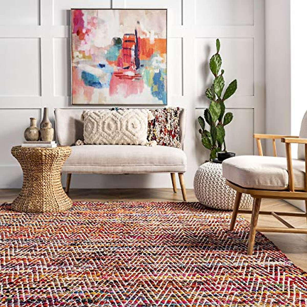 nuLOOM Rochell Handwoven Chevron Accent Rug, 2 ft x 3 ft, Magenta