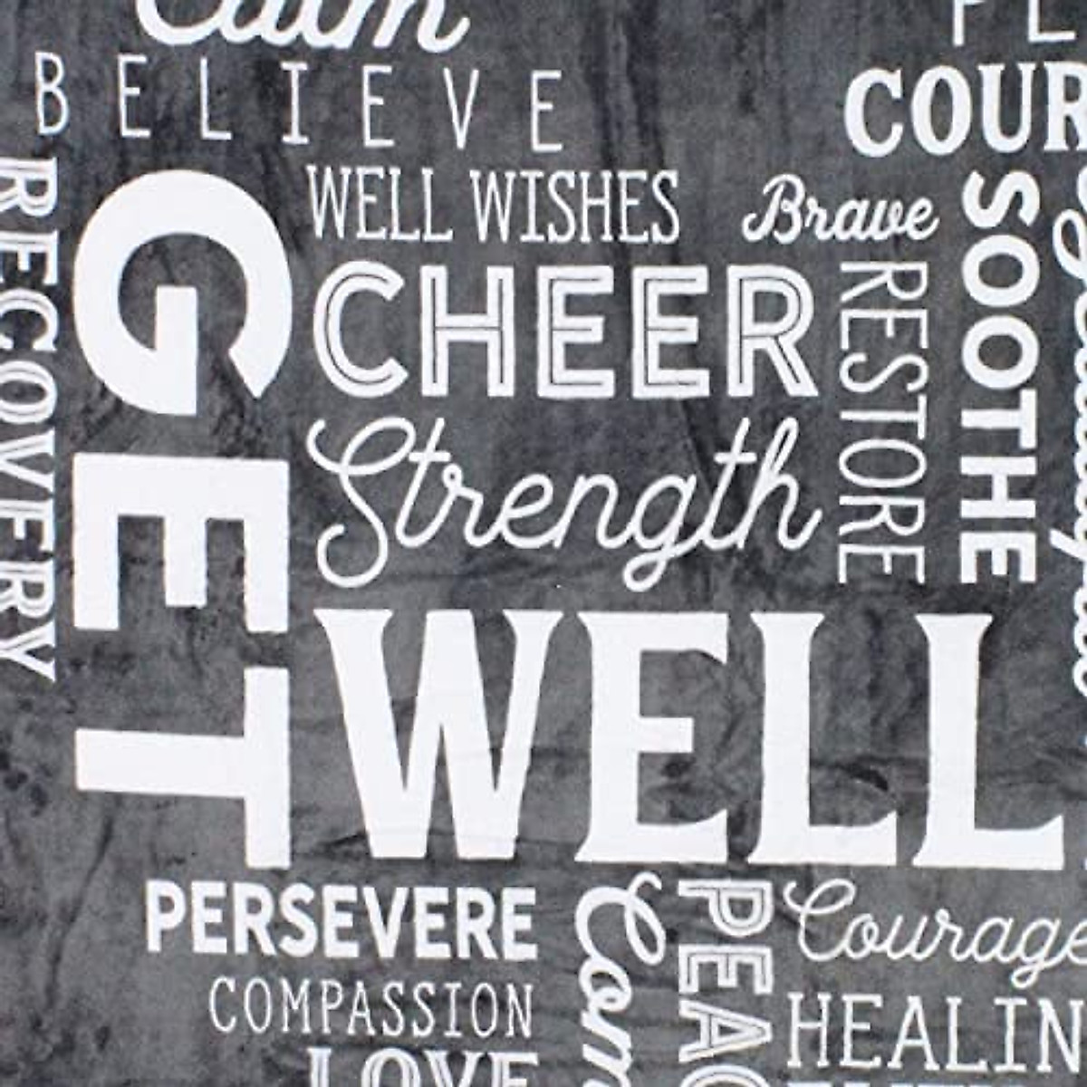 Decorae Healing Thoughts Blanket, Get Well Sherpa Fleece Throw, 5 x 4 Foot, Gray & White