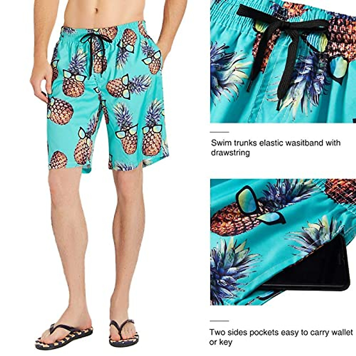 feprena 50th Birthday Mens Swim Trunks,50 Cool Fun Style Happy,Quick Dry Swim Shorts with Mesh Lining Funny Swimwear Bathing Suits,Red Black White (L)