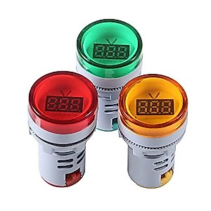 3 Pack AC Voltage Meter, MELIFE Mini Digital LED Display Voltmeter AC 20-500V Voltage Meter Monitor 110V 220V Volt Detetor Signal Indicator Green Red Yellow Light Panel