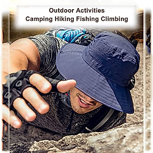 PLCWSCFV Sun Hats for Men Bucket Boonie UV Protection UPF50+ Waterproof Wide Brim Foldable Packable Fishing Beach Safari Light Grey X-Large XX-Large XL XXL