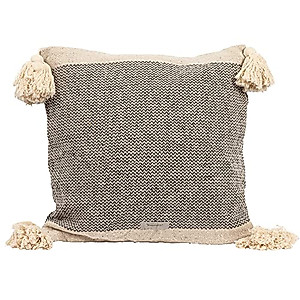 Bloomingville Recycled Cotton Blend Pillow with Tassels, Grey