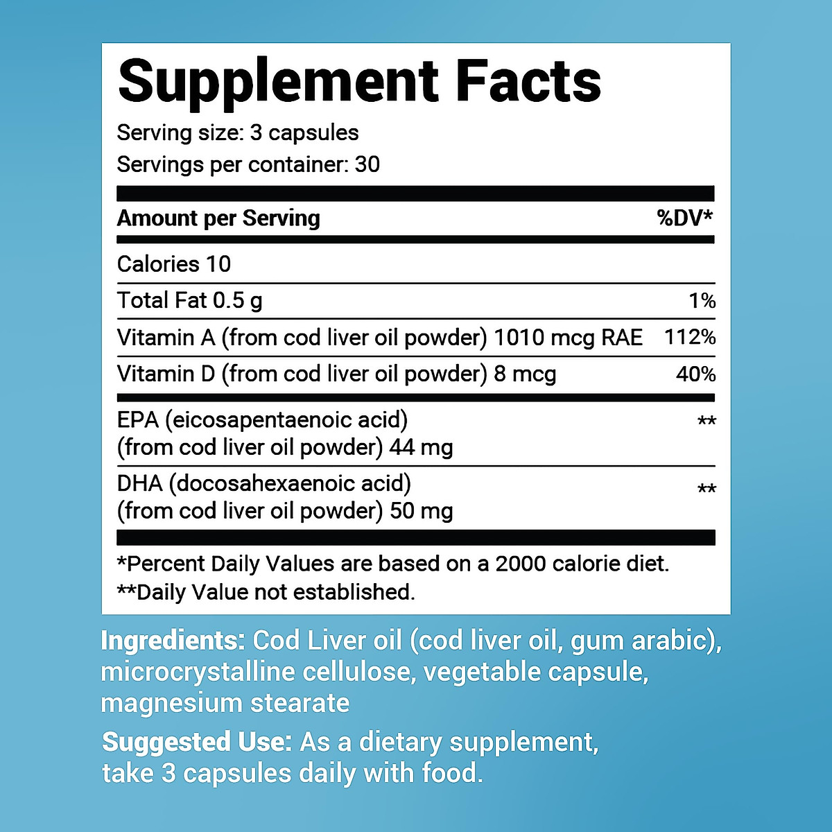 Dr. Berg Cod Liver Oil Capsules - NEW FORMULA without OxBile - Rich in Omega-3 Fatty Acids (DHA & EPA), Vitamins A & D - No Smells or Bad Aftertaste - 90 Capsules