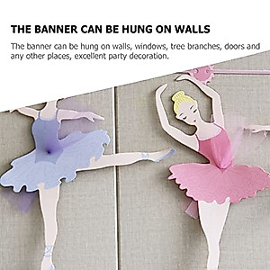 Abaodam 2 Sets Happy Birthday Banner Ballerina Dance Banner Ballet Girls Garland Bunting Banner for Kids Girls Birthday Baby Shower Bridal Shower Party Decorations