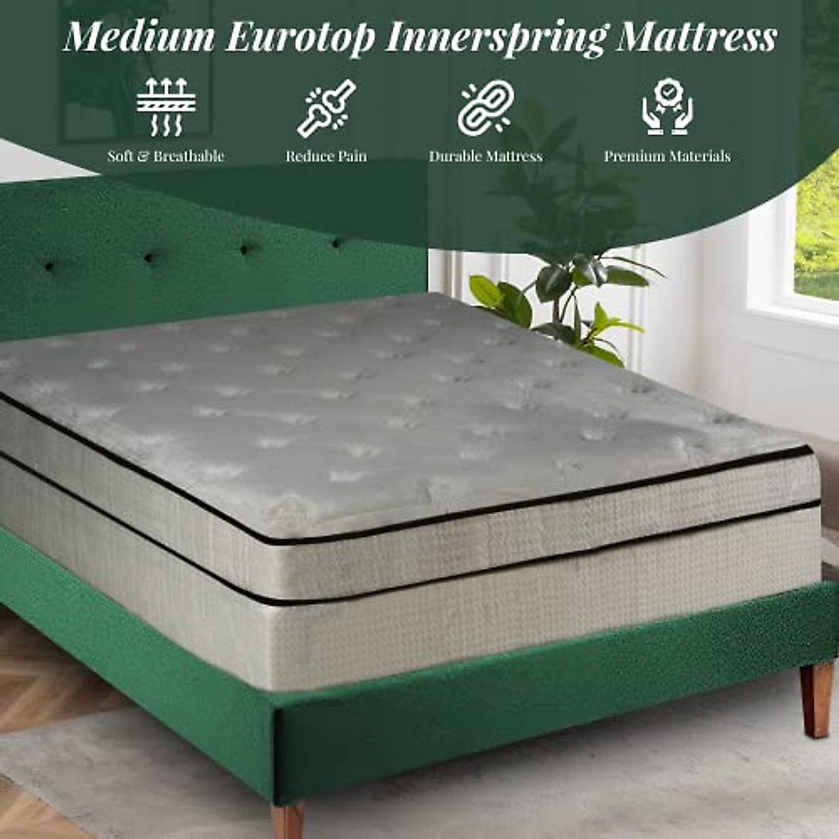 Greaton 11 Inch Hybrid Firm Mattress Eurotop with Soft White Teddy Bear Fabric Cover for Cool Sleep and Pressure Relief, Firm Feel with Motion Isolation Foam Encased Mattresses, Twin XL