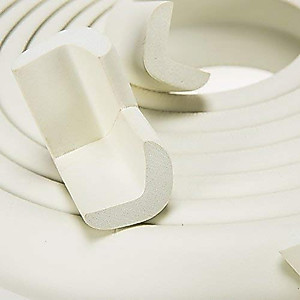 L Shape Extra Thick Furniture Table Edge Protectors Foam Baby Safety Bumper Guard 6.5 Ft. Furniture Edge Bumper Guard. Baby Proofing Edge (Ivory white)