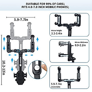 Modiciistra Universal Phone Holder Car, Upgraded Strong Rear View Mirror Phone Holder, Phone Mount for Car Compatible with iPhone, Samsung, and Other 4-7inch Smartphones