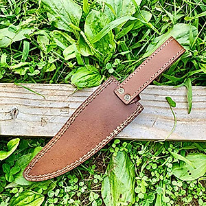 12" long custom handmade leather sheath fits up to 6"—7" cutting blade knife