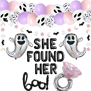 She Found Her Boo Balloon Banner Halloween Ghost Ring Balloons for Halloween Bachelorette Party Supplies Decorations
