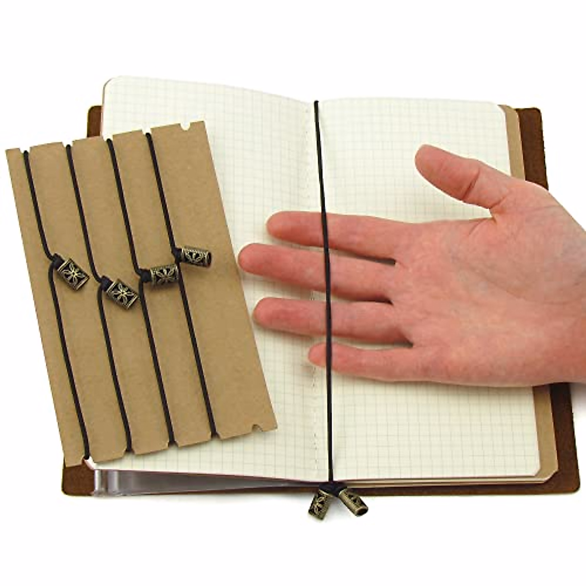 Traveller's Notebook Elastic Bands - Leather Journal Refill Connection Band Straps Replacements - 5 Pack of Jump Bands with Toggles for Leather Journals and Standard TN Travellers Notebooks