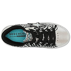 Skechers Kids Girls Goldie Sneaker, White/Leopard, 6 Big Kid
