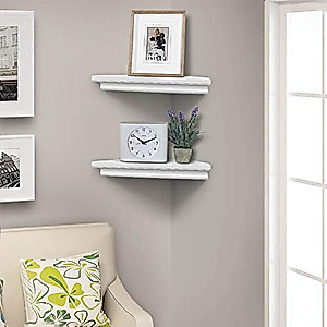 AHDECOR White Corner Shelves, Easy-to-Install Floating Corner Shelves for Home Décor, Ideal for Displaying Keepsakes, 2-Pack