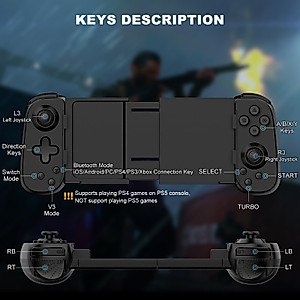 arVin Mobile Gaming Controller for iPhone 16/15/14/iPad/Android Phone/Tablet/Switch, PS Remote Player Gamepad for PS5/PS4/Xbox/PC, Wireless Joystick Play Cloud Gaming, Arcade Mfi Games, CODM, Roblox