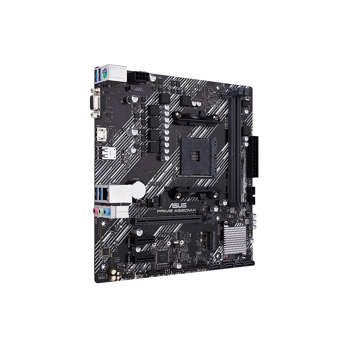 ASUS PRIME A520M-K AMD AM4 (3rd Gen Ryzen) Micro-ATX motherboard (ECC memory, M.2 support, 1Gb Ethernet, M.2, USB 3.2 Gen 1 Type-A,HDMI 2.1 4K@60Hz, D-Sub)