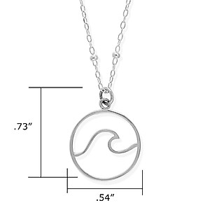 Boma Jewelry Sterling Silver Wave Water Element Circle Round Pendant Necklace, 18 Inches