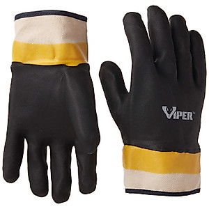 Galeton Viper Double Coated PVC Gloves Safety Cuff Black (Pack of 12) 7110,Large
