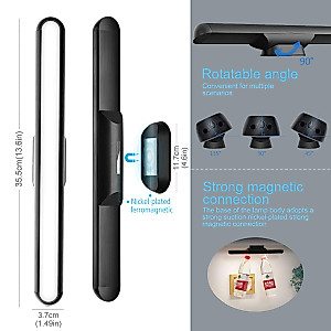 WILLED Dimmable Touch Remote Control Light Bar, 5W Built-in 2000mAh Battery and Stick Magnet Mount, for Reading, Closet, Cabinet, Makeup Mirror, Bedside, Study Light