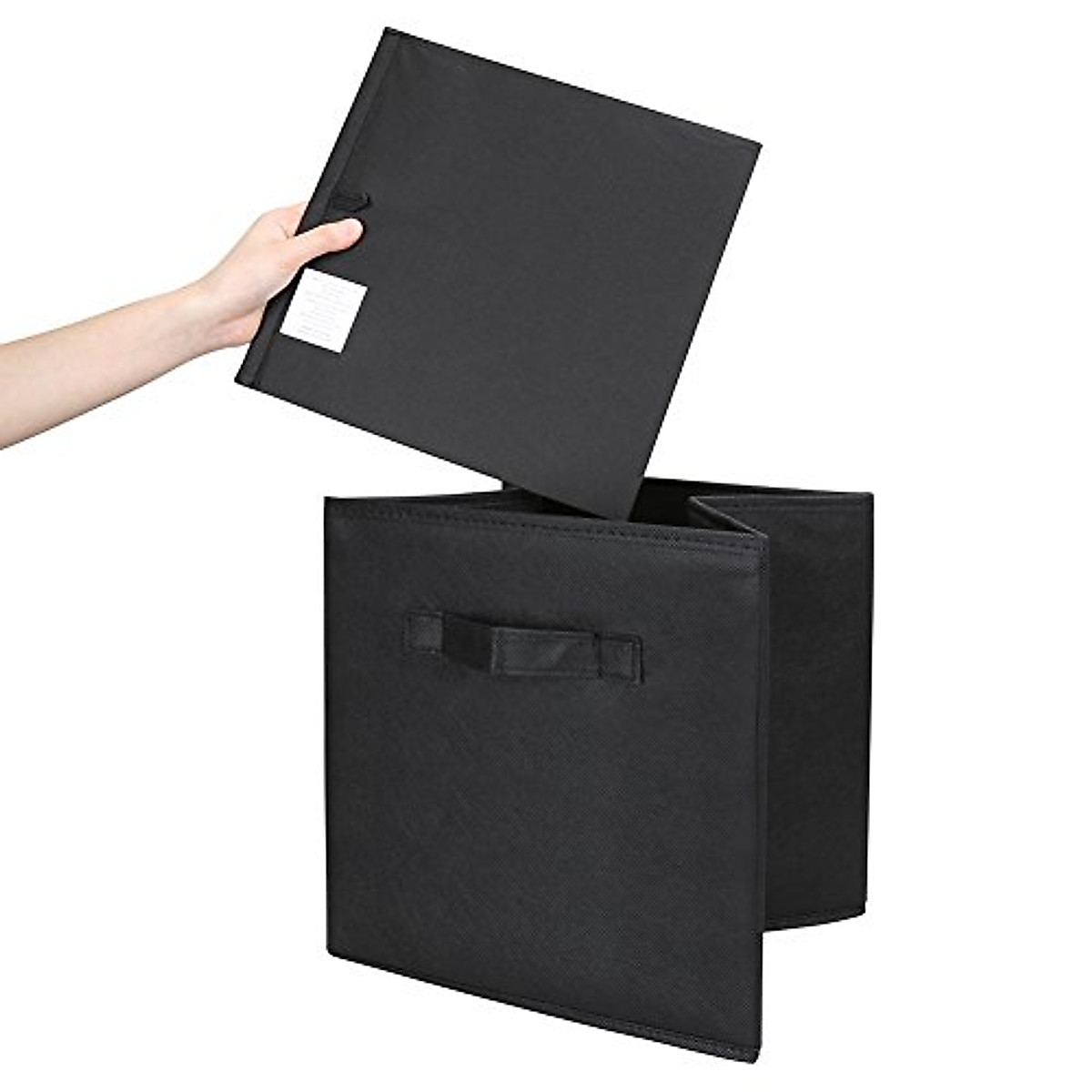 EZOWare Set of 12 Foldable Basket Bin Collapsible Storage Cube For Nursery, Kids Toys Organizer, Shelf Cabinet - (Purple + Black)