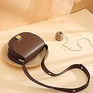 YXBQueen Crossbody Bags for Women Small Leather Saddle Purse and Satchel Handbags Beige