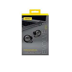 Jabra Evolve 65t True Wireless Bluetooth Earbuds, UC Optimized – Superior Call Quality and Connectivity – Passive Noise Cancelling Earbuds with up to 15 hours of Battery Life with Charging Case