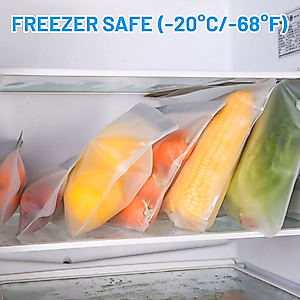 CIVJET 6 Pack Reusable Gallon Freezer Bags, Dishwasher Safe, BPA Free, Silicone, Zipper Closure, Red, Green, Food Storage