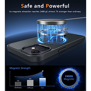 FNTCASE for iPhone 12 Phone Case: for iPhone 12 Pro Magnetic Matte Textured Military Grade Drop Protection Translucent Cell Cover - Slim Durable Shockproof Protective Bumper