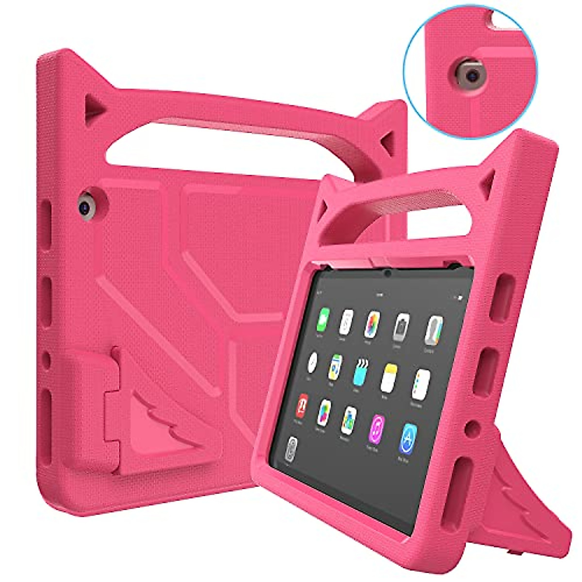 Fire HD 10 Tablet Case for Kids(11th Generation, 2021 Release)-SHREBORN Kids Friendly Shockproof Cover with Handle Stand for All-New Amazon Kindle Fire HD 10 Plus & 10 Kids Pro Tablets-Pink