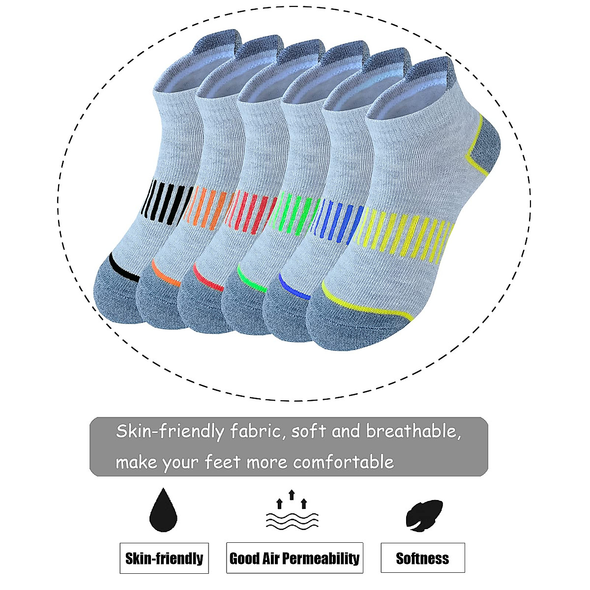 JAMEGIO Boys Socks 12 Pairs Ankle Athletic Sock Half Cushion Low Cut socks for Little Big Kids Size Age 3-10 Years(5-7 Years)