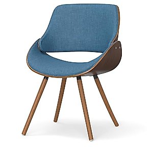 SIMPLIHOME Malden Dining Chair in Blue Linen Look Fabric, 22.8" W x 20.9" D x 30.9" H, Mid-Century Modern Wood Back Chair for Dining Room