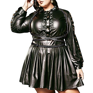 REATR Women Leather Waist Belt for Women, Plus Size Harness for Women, Vest Leather Belt Adjustable Waist Belt, Black - XXXL