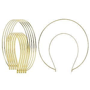 Lawie 6 Pack 2 Layer Metal Gold Queen Goddess Angel Halo Crown Headband Hairbands Tiara Hair Hoops DIY Craft Bands Wedding Bridal Headpieces Prom Halloween Party Cosplay Costume Hair Accessories