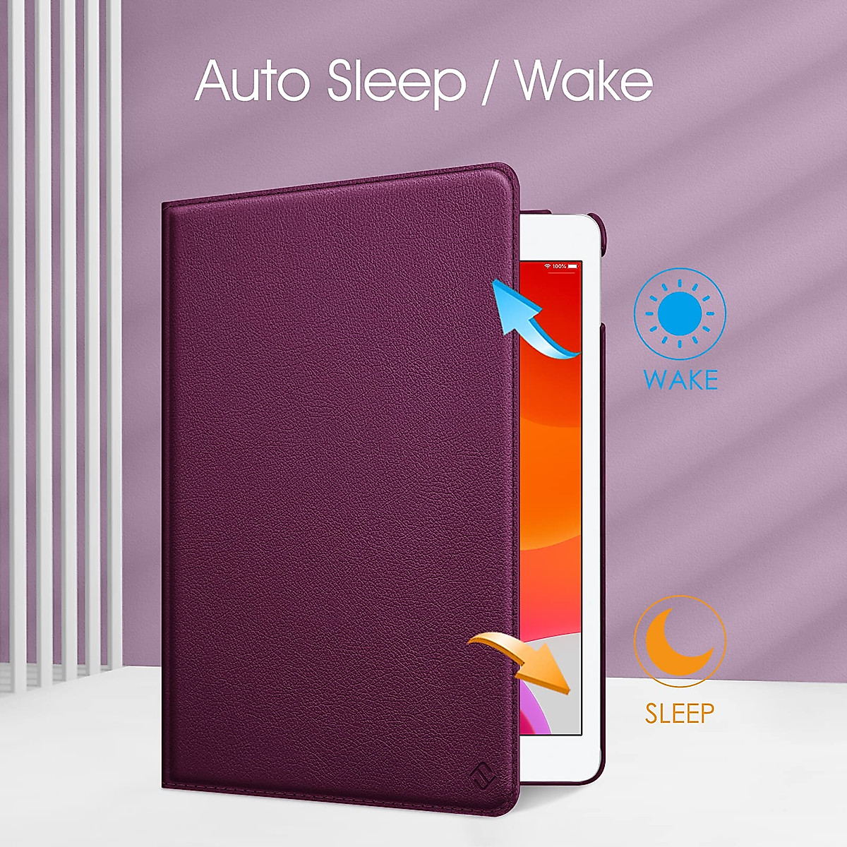 Fintie Rotating Case for iPad 9th Generation (2021) / 8th Generation (2020) / 7th Gen (2019) 10.2 Inch - 360 Degree Rotating Stand Cover with Pencil Holder, Auto Wake Sleep, Purple