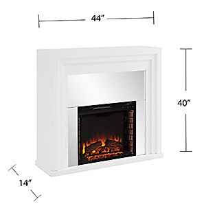 SEI Furniture Stadderly Mirrored Electric Fireplace, White-Silver