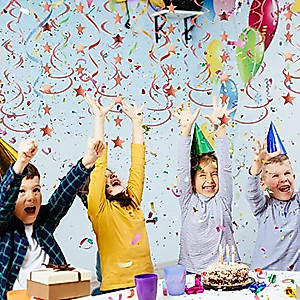 26 Feet Rose Gold Reflective Star Paper Garland Hanging Foil Swirls for Christmas Deccoration Wedding Birthday Party Bachelorette Engagement Holiday Graduation Party Decoration