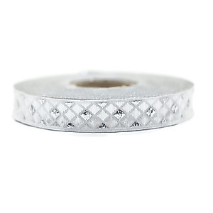 11 Yard Spool 0.47 inches Wide Silver White Jacquard Ribbons Diamond Jacquard Trim Sewing Trim Woven Ribbons Dog Collars Decorative Ribbon 12251