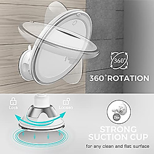 GOZVRPU 10x Magnifying Lighted Makeup Mirror with Touch Control, Powerful Locking Suction Cup, and 360 Degree Rotating Arm, Magnifying Mirror with Lights for Home, Bathroom Vanity and Travel(White)
