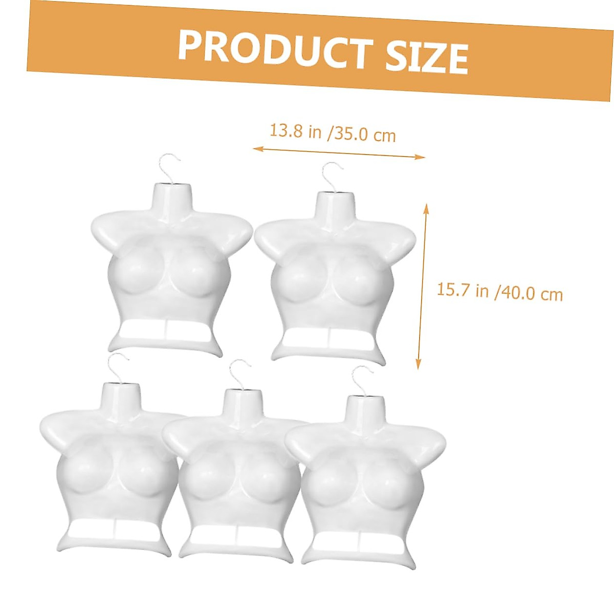 GARVALON 5pcs Mannequin Hanger Body Torso Dress Form Female Upper Display Woman Formal Tops Bathing Suits for Women Clothes Showing Rack Rack, 40x35cm (07O0801W2A)