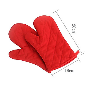 1 Pair Oven Mitts Heat Resistant Kitchen Gloves for Everyday Kitchen Cooking and Baking, Red